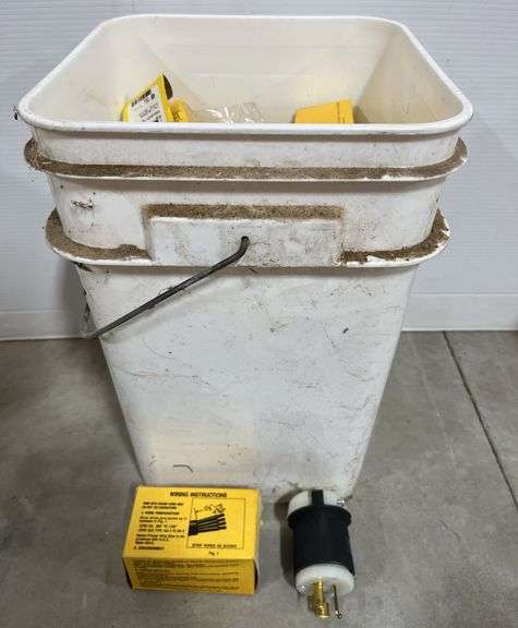 Pail with assorted industrial twist lock cord plugs - Albrecht Auction ...