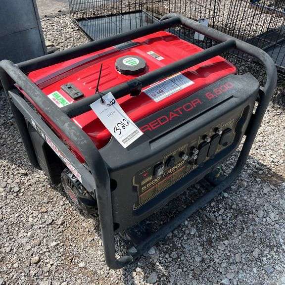 Predator 6500 generator, used, runs well - Albrecht Auction Service