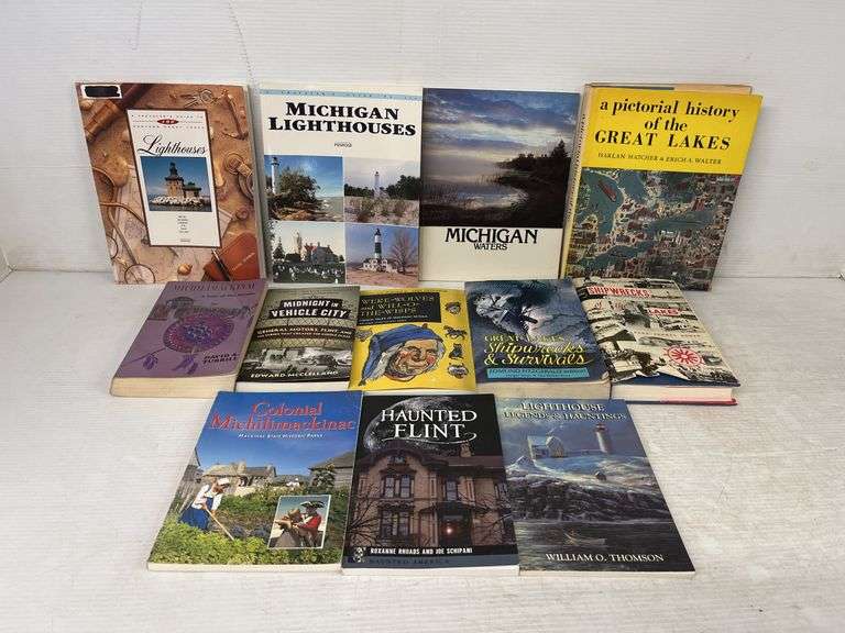 (12) Books about Michigan, include: Shipwrecks, Flint, Lighthouses ...