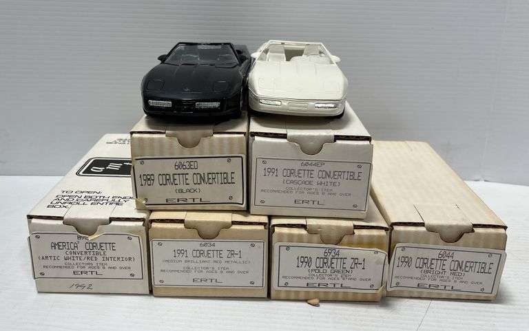 (6) Corvette promo car models, include: 1991 Corvette brilliant red ...