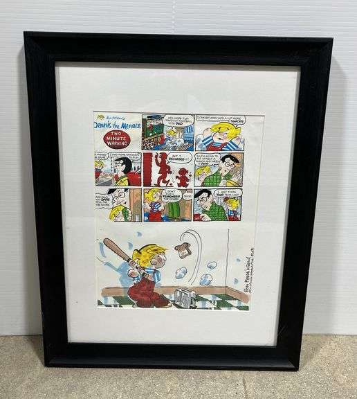 Original Dennis The Menace comic strip drawing signed by the artist ...