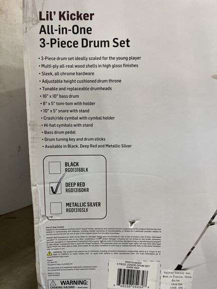Rogue Lil Kicker all in one 3-piece drum set, deep red color, from ...
