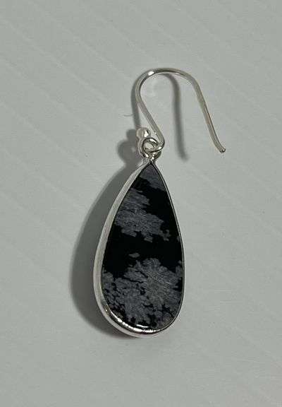 Teardrop 10.85 carat natural black Australian obsidian dangle earrings ...