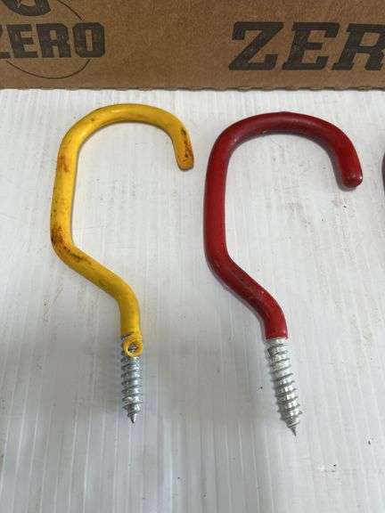 (25) Rubberized heavy duty garage hooks, up to 7 1/2"L; (6) I-Hooks and ...