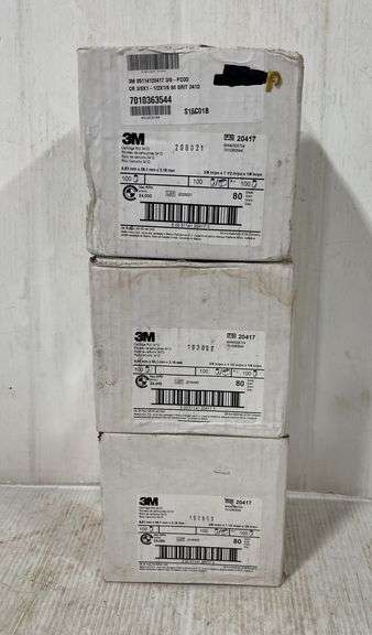 (3) Boxes of 3M Cartridge sanding paper rolls, 3/8" x 1 1/2" x 1/8 ...