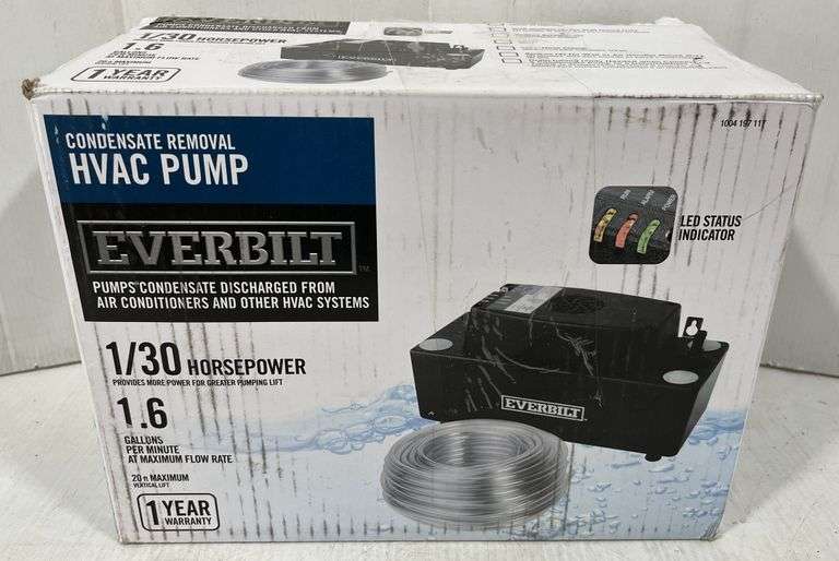 Everbilt condensate HVAC pump, 1/30HP pump removes up to 1-6-gallons of ...