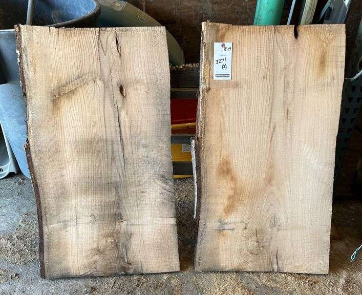(2) Red oak live edge rough sawn, includes: One- 22" to 23"W x 1 1/8 ...