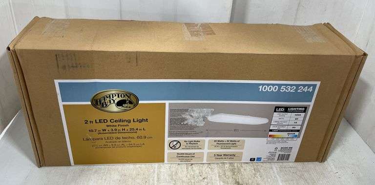 Hampton Bay LED ceiling light, 2', 10.7" x 3.9" x 25.4", up to 50,000 ...
