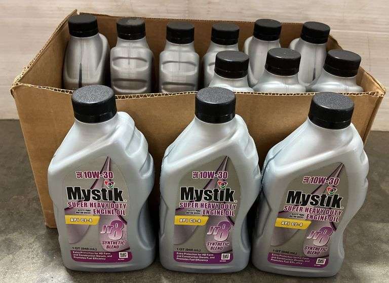 (12) Quarts of Mystik 10W30 Super heavy duty synthetic blend diesel ...