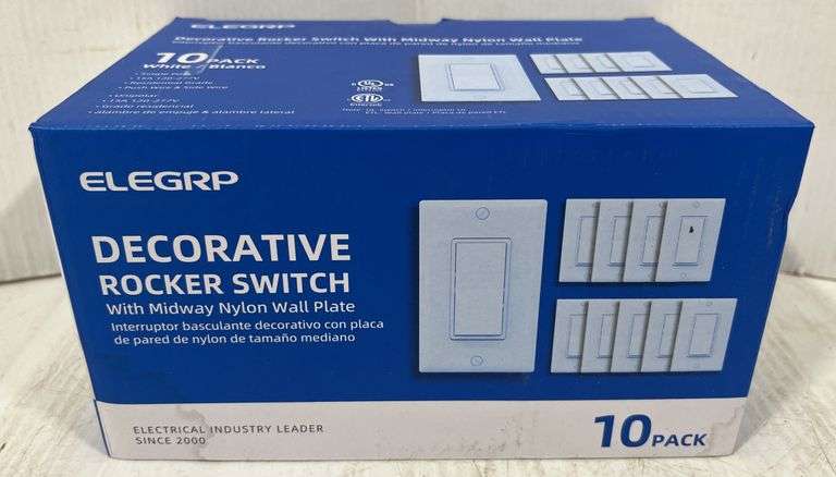 Contractor 10-pack of white decorative "decora" rocker style light ...