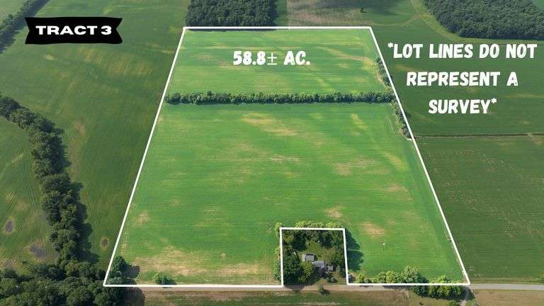 TRACT #3: 58.8 Acres ± of farmland located adjacent to Tract #2 on the ...
