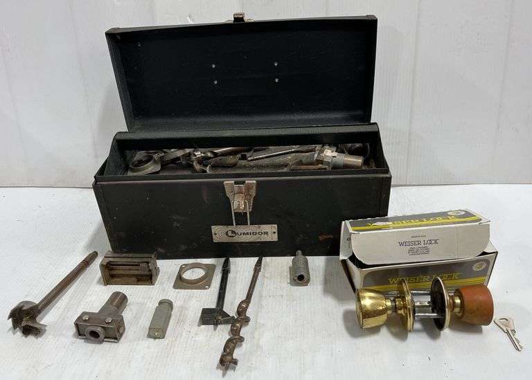 Lockset jig, 1950's vintage lockset installation tools, includes clamp ...