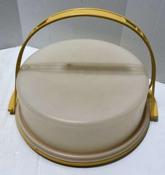 Older Tupperware dessert carriers, harvest gold, includes: Pie-keeper ...