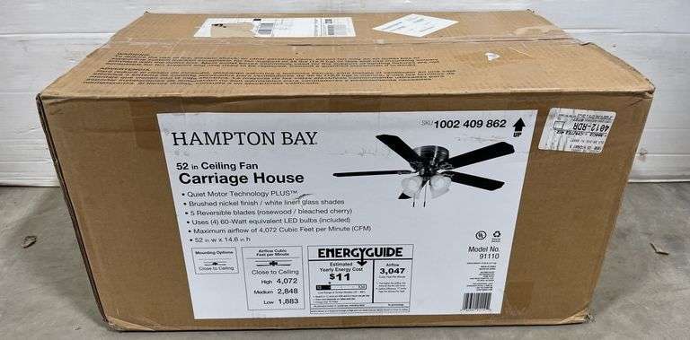 Hampton Bay Carriage House ceiling fan, 52", moves up to 4072CFM ...