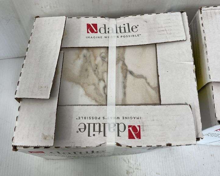 (2) Boxes of Daltile porcelain floor and wall tile, gilded white in ...