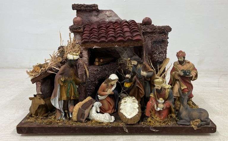 Nativity scene, 12 3/4"L, broken pieces - Albrecht Auction Service