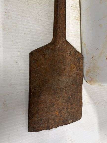 Assorted logging items, include: (4) Splitting wedges, Axe head that ...