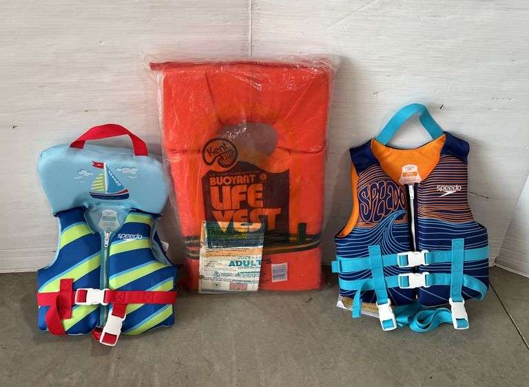 Kent Buoyant life vest, type 2 adult over 90 lbs.; Speedo childs life ...