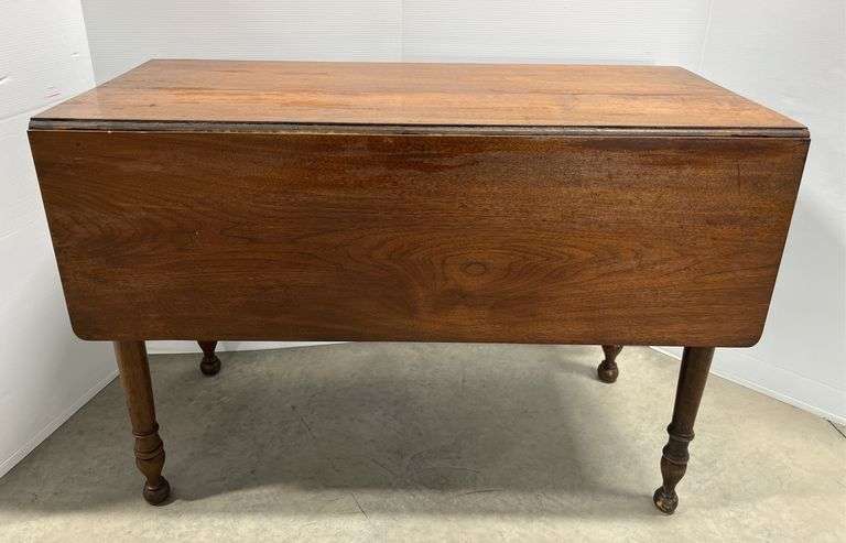 Antique wood table with drop down leaf, 45"W x 23"D x 29"H, fair ...