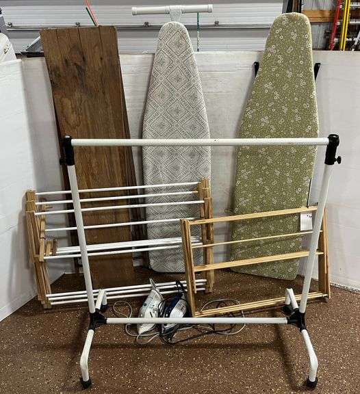 Laundry Lot, Includes: (3) Ironing Boards, (2) Irons, and Clothes ...