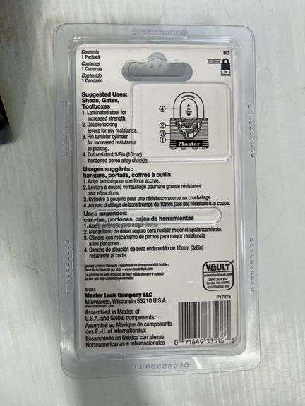 Master Lock heavy duty level 8 lock, Brinks high-security lock; Master ...