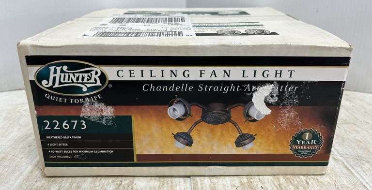 Hunter brand ceiling fan light, 4- lights, 60WATT, weathered brick ...