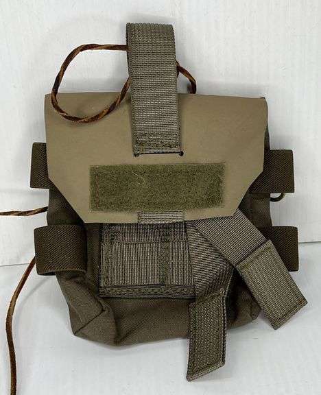 Black powder horn, 1 1/2" compass and 4" x 4" x 2" USA ball, older and ...