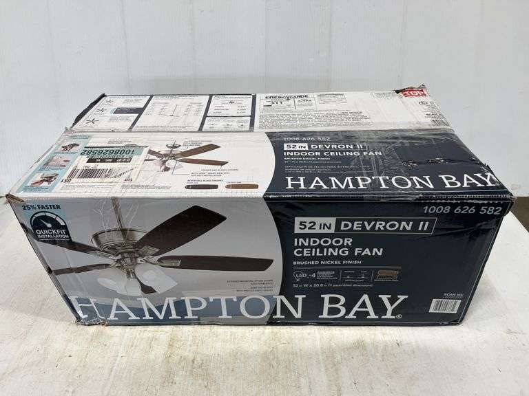 Hampton Bay 52" "Devron II" indoor ceiling fan with brushed nickel ...