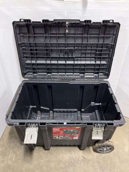 Husky Mobile tool crate with handle and wheels, key to lock inside, 37 ...