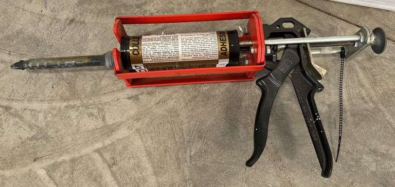 (2) Barrel adhesive dispensing gun with partial tube of panel adhesive ...