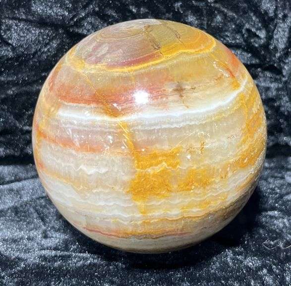 Large crazy lace banded sphere, 3 1/2" to 4" - Albrecht Auction Service