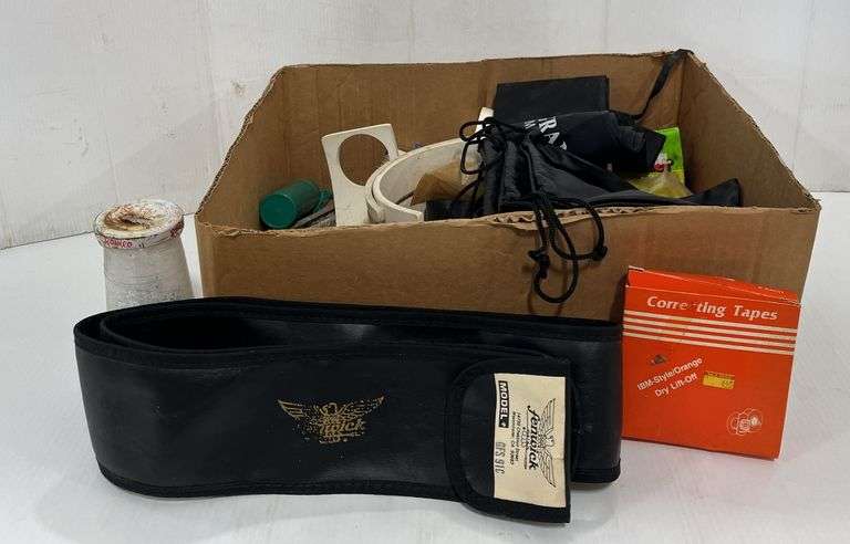 (6) Leather bags, 6" x 8"; Rod holders; (2) Pole bags, Fenwick and ...