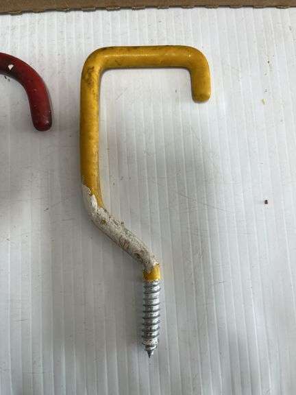 (25) Rubberized heavy duty garage hooks, up to 7 1/2"L; (6) I-Hooks and ...