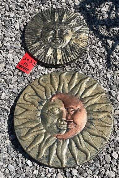 (2) Concrete suns, up to 16" x 16" x 1 1/2", fair - Albrecht Auction ...
