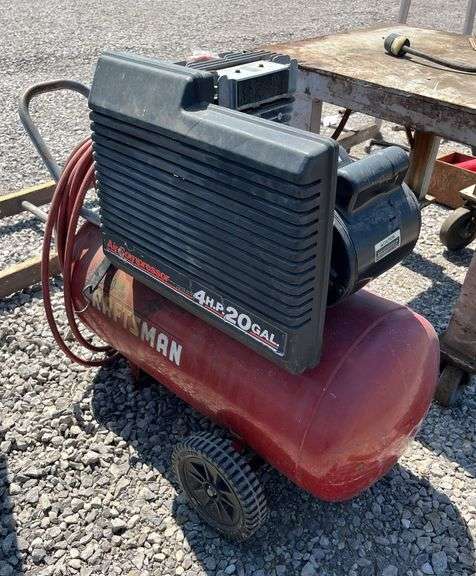 Sears 4HP Air compressor with 20-gallon tank and air hose, runs great ...