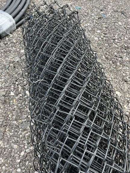 Black vinyl coated steel chain link fence, 27'L x 4'H, loosely rolled ...