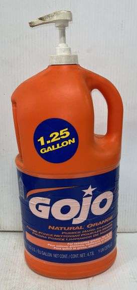 1.25-Gallon GoJo hand cleaner container, nearly full - Albrecht Auction ...
