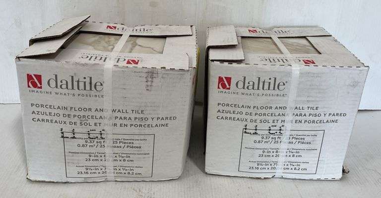 (2) Boxes of Daltile porcelain floor and wall tile, gilded white in ...