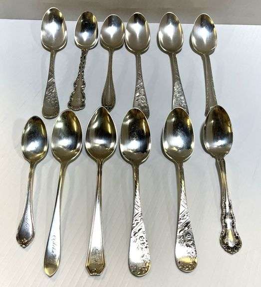 (10) Sterling spoons, all marked sterling, some quite old, 222 grams ...