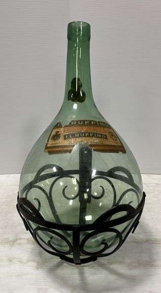 I.L. Ruffino store display bottle with wall mount, 20"H, hand blown ...