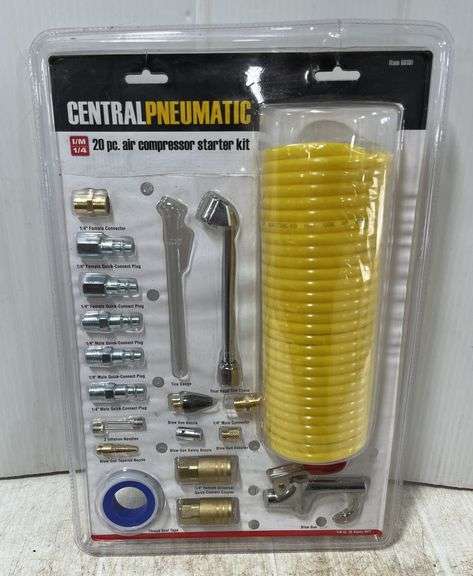 Central-Pneumatic air compressor starter kit, missing tire gauge, never ...