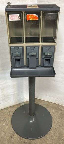 Vendstar 3000 3-bin 25¢ candy vending machine with key, 46 1/2"H, good ...