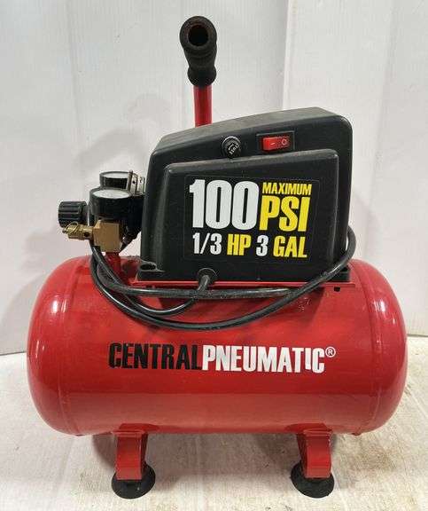 Central-Pneumatic mini air compressor, 1/3 HP 3-Gallon, 100 PSI Max ...