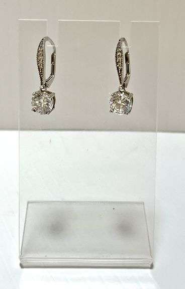 Silver moissanite drop earrings, cubic zirconia makers mark: IBB CN ...