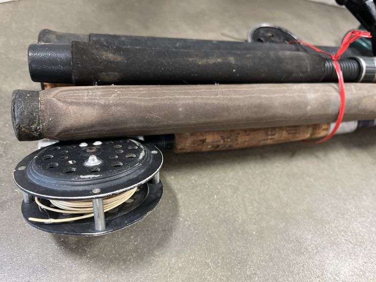 (6) Fishing rods, fly rod 120" Gladding 1856 reel, Fly rod Berkley no ...