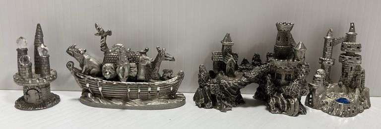 (3) Pewter castles, and Noah's Ark, up to 2 5/8"L x 2"H - Albrecht ...