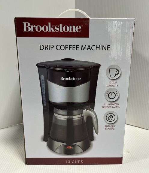 Brookstone 10-cup drip coffee machine/maker, illuminated on/off switch ...