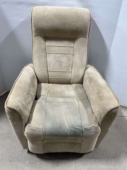 Rocker/Recliner, 19 3/8"W, narrow profile, slight discoloration on seat ...