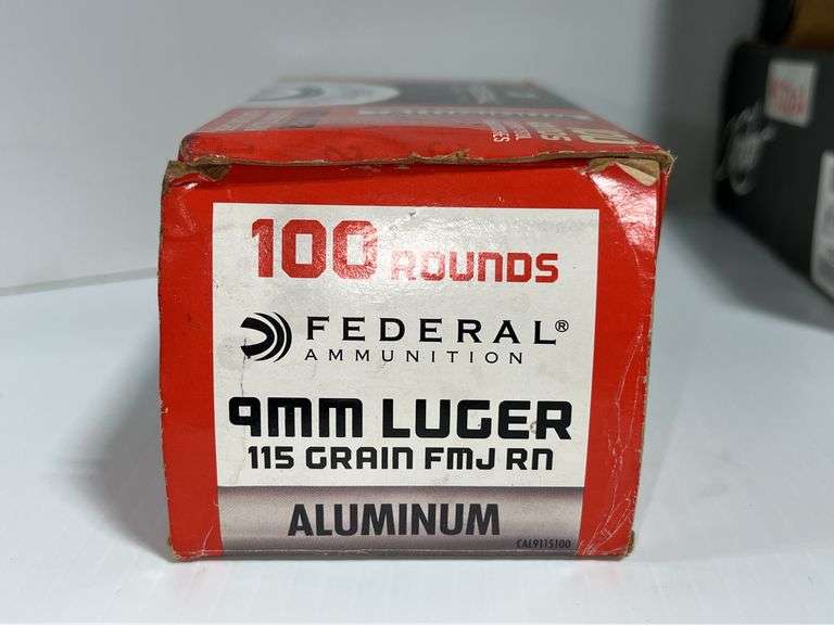 (93) Rounds Federal ammunition, 9mm Luger, 115-grain, aluminum case ...