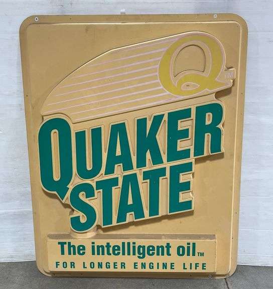 Large plastic Quaker State Oil sign, 43 3/4" x 34 3/4" - Albrecht ...